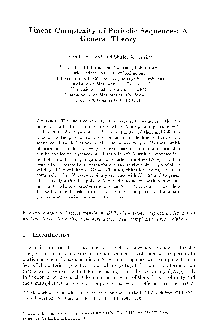 Pdf Linear Complexity Of Periodic Sequences A General Theory