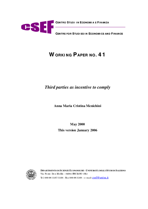 (PDF) Third parties as an incentive to comply