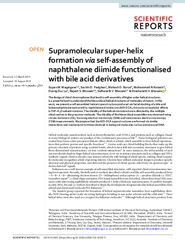 (PDF) Supramolecular super-helix formation via self-assembly of ...