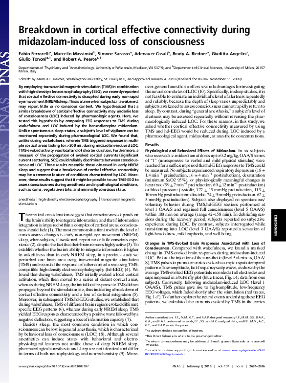 (PDF) Faculty of 1000 evaluation for Breakdown in cortical effective ...