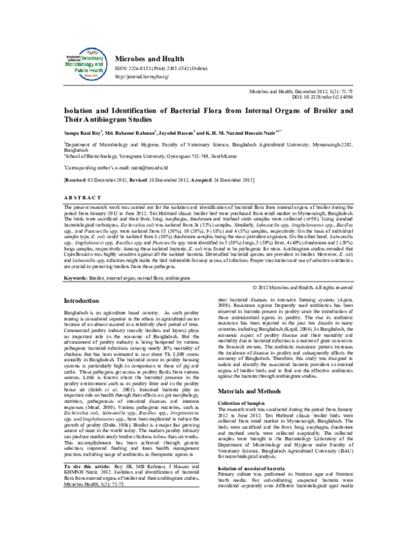 (PDF) Isolation and Identification of Bacterial Flora from Milk of