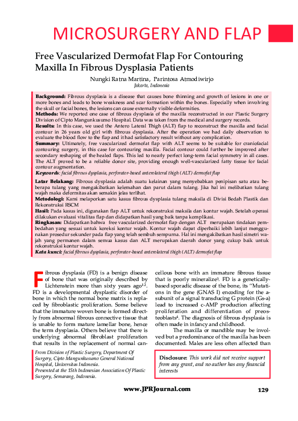 (PDF) Free Vascularized Dermofat Flap For Contouring Maxilla In Fibrous ...