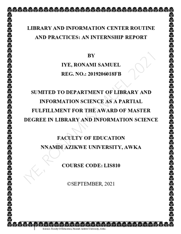 (PDF) LIBRARY AND INFORMATION CENTER ROUTINE AND PRACTICES: AN ...