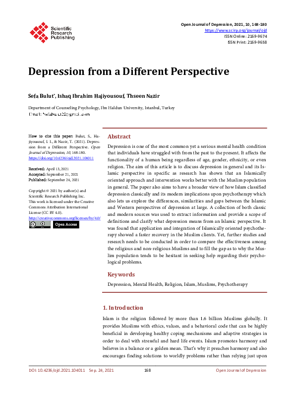 (PDF) Depression from a Different Perspective