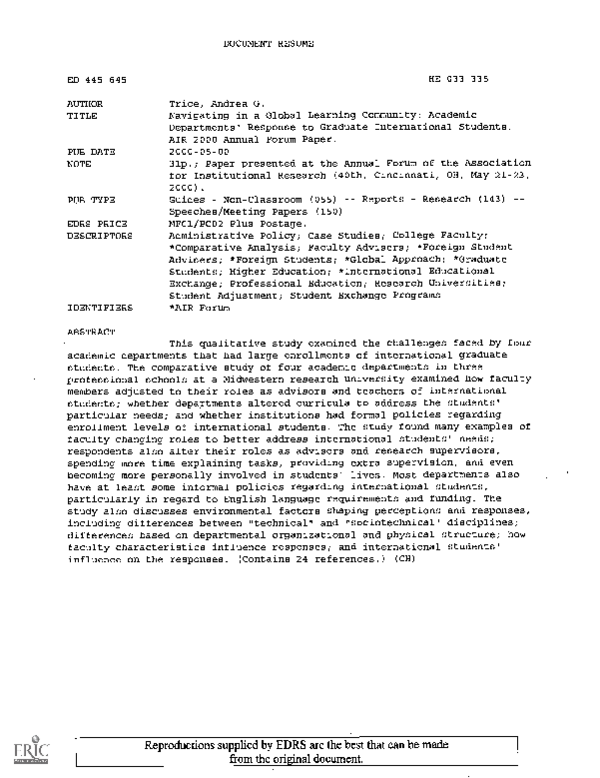 (PDF) Navigating in a Global Learning Community: Academic Departments ...