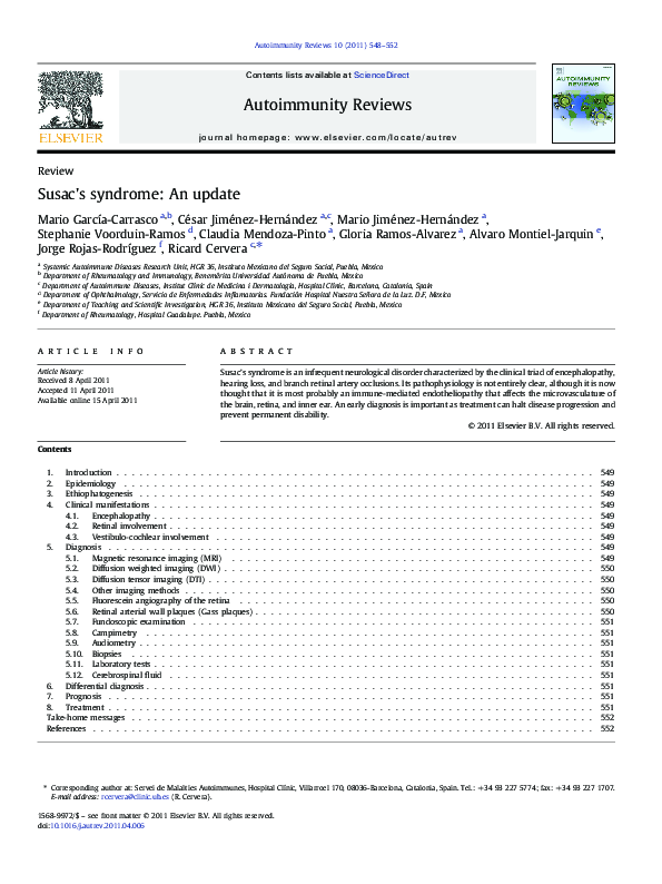 (PDF) Susac's syndrome: An update