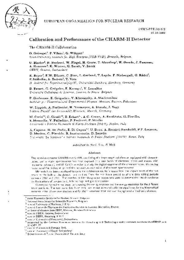 (PDF) Calibration and performance of the CHARM-II detector