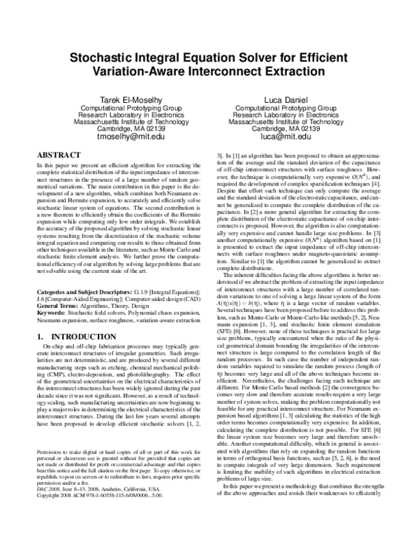 Pdf Stochastic Integral Equation Solver For Efficient Variation Aware