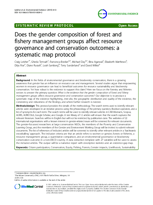 (PDF) Does the gender composition of forest and fishery management ...