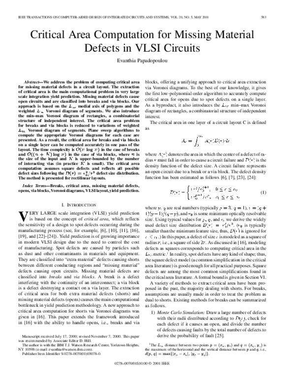 (PDF) Critical area computation for missing material defects in VLSI ...