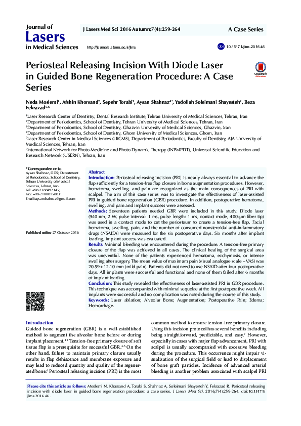 (PDF) Periosteal Releasing Incision With Diode Laser in Guided Bone ...