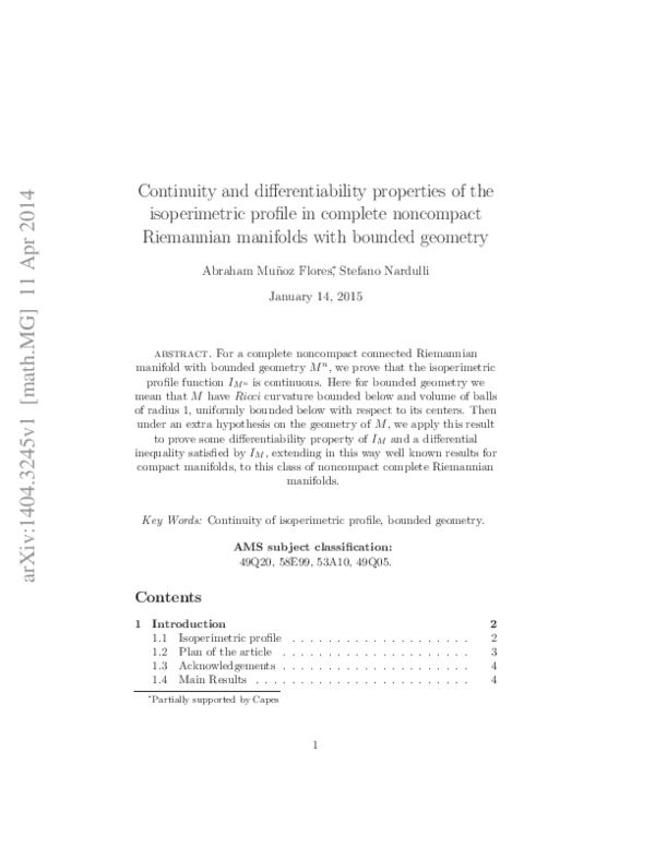 Pdf Continuity Of Isoperimetric Profiles On Manifolds 