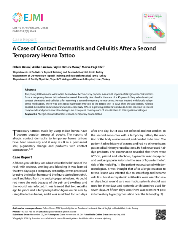 (PDF) A Case of Contact Dermatitis and Cellulitis After a Second ...