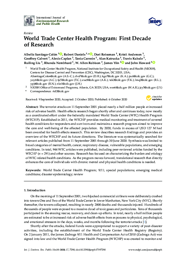 (PDF) WTC Health Program: A Decade of Research
