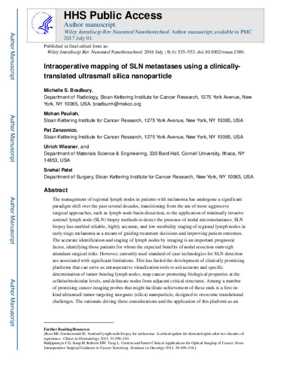 (PDF) Intraoperative mapping of sentinel lymph node metastases using a ...