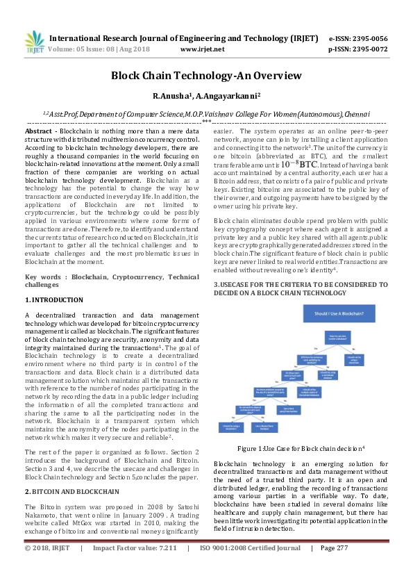 (PDF) Block Chain Technology-An Overview