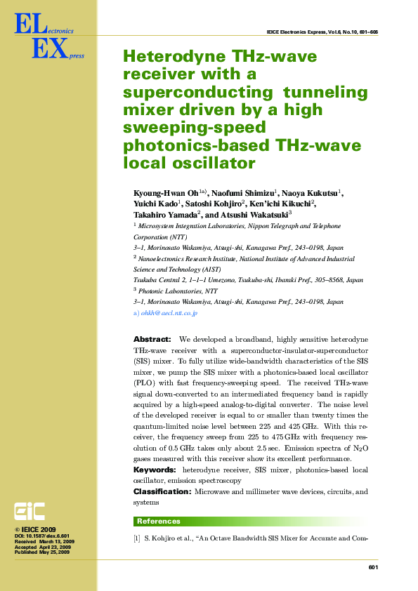 (PDF) Heterodyne THz-wave receiver with a superconducting tunneling ...