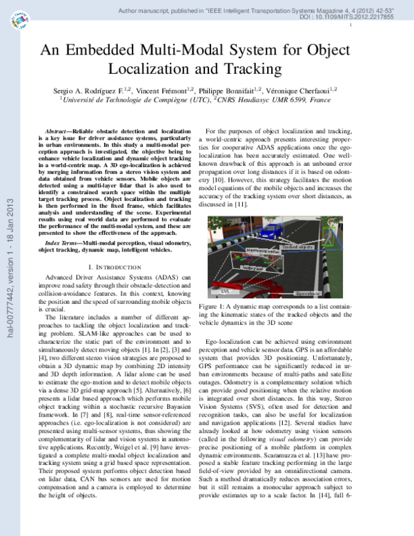 (PDF) An embedded multi-modal system for object localization and tracking