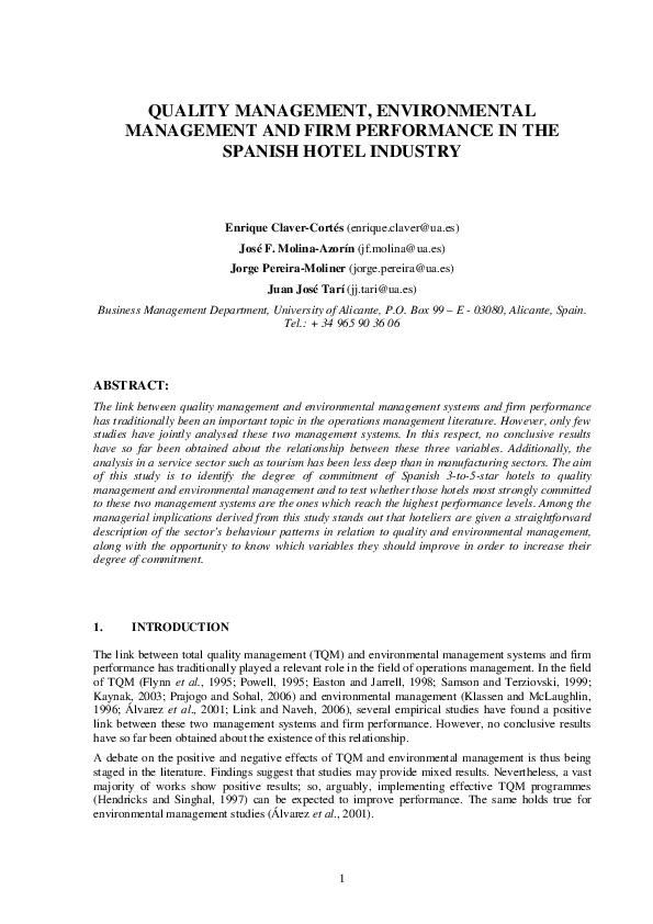 (PDF) Quality management, environmental management and firm performance: A review of empirical ...