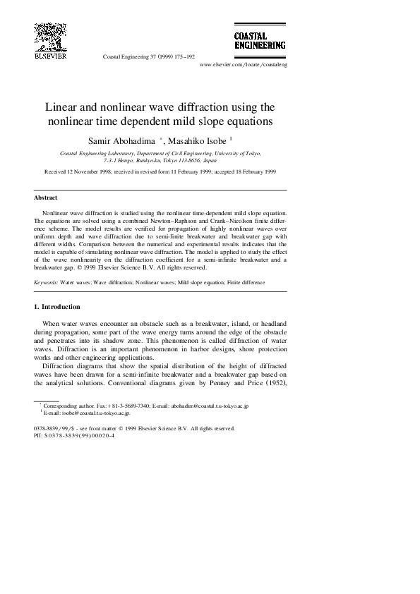 (PDF) Linear and nonlinear wave diffraction using the nonlinear time ...