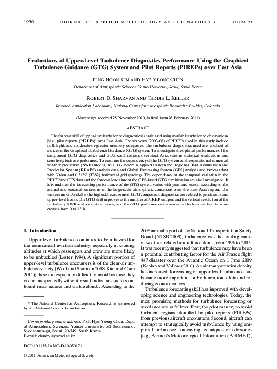 (PDF) Evaluations of Upper-Level Turbulence Diagnostics Performance ...