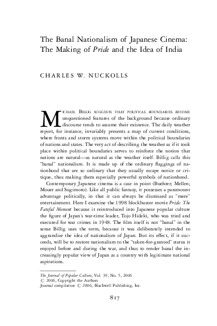 (PDF) The Banal Nationalism of Japanese Cinema: The Making of Pride and