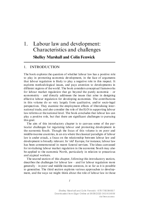 (PDF) Labour law and development: Characteristics and challenges