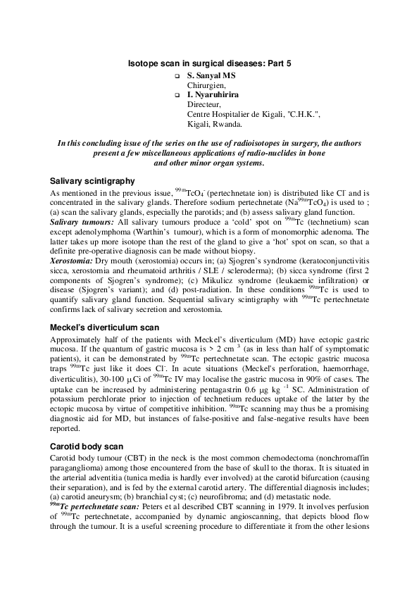 (PDF) Isotope scan in surgical diseases: Part 5