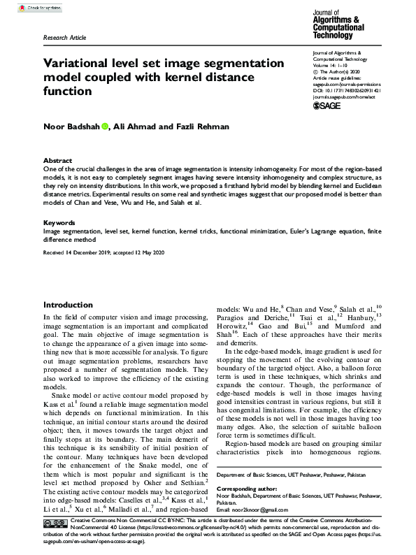 (PDF) Variational level set image segmentation model coupled with kernel distance function