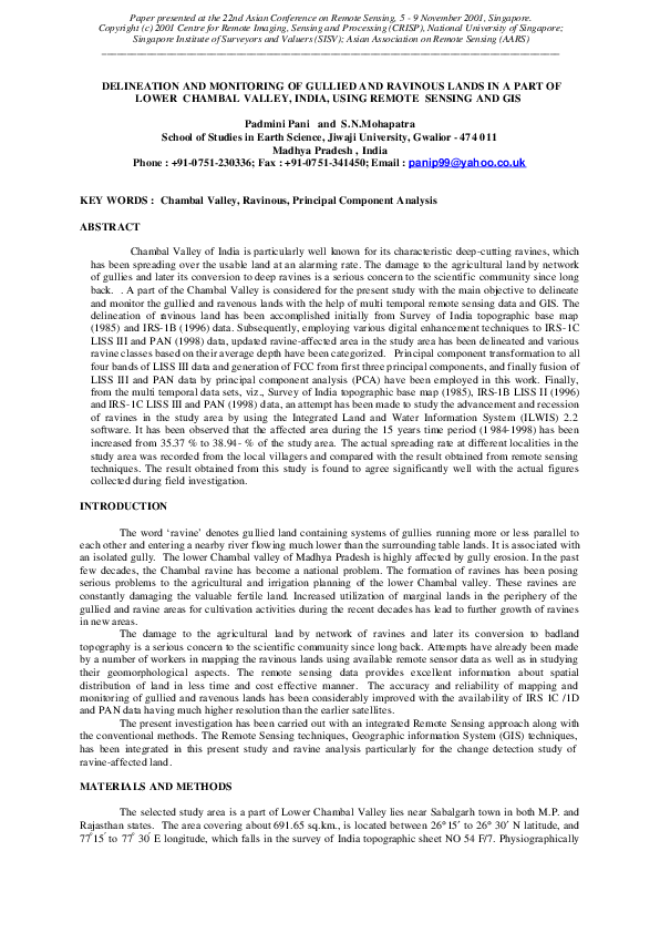 (PDF) Delineation and Monitoring of Gullied and Ravinous Lands in a ...