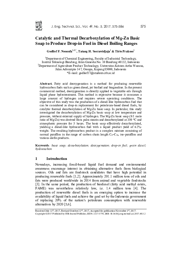 (PDF) Catalytic and Thermal Decarboxylation of Mg-Zn Basic Soap to ...