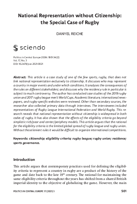 (PDF) National Representation without Citizenship: the Special Case of ...