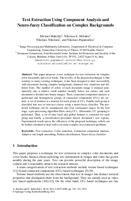 Pdf Text Extraction Using Component Analysis And Neuro Fuzzy Classification On Complex Backgrounds