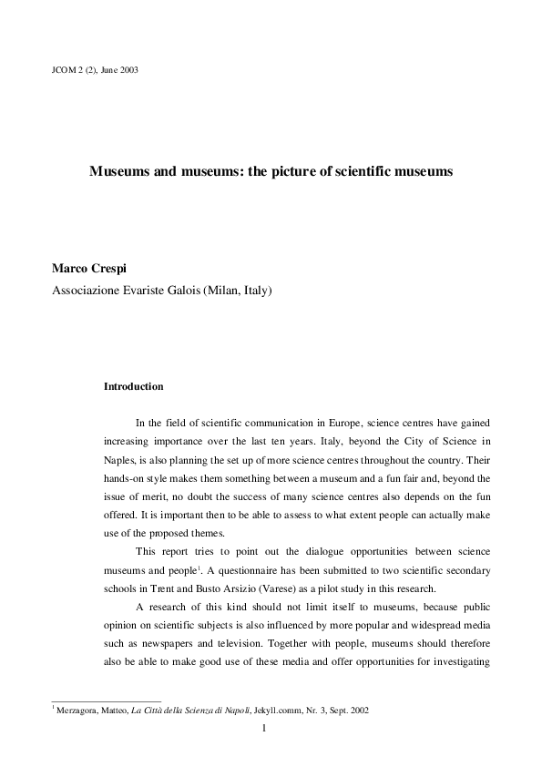 (PDF) Museums and museums: the picture of scientific museums