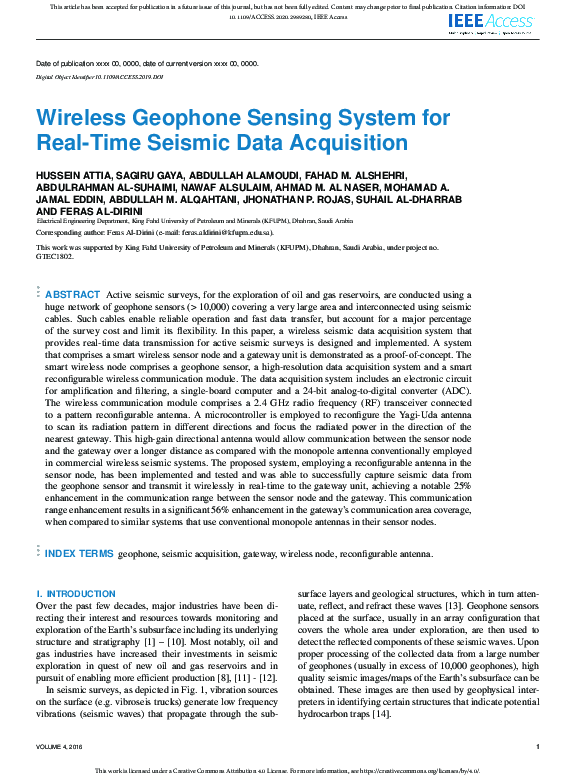 (PDF) Wireless Geophone Sensing System for Real-Time Seismic Data ...