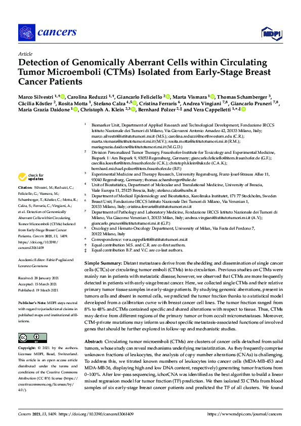 (PDF) Detection of Genomically Aberrant Cells within Circulating Tumor Microemboli (CTMs ...