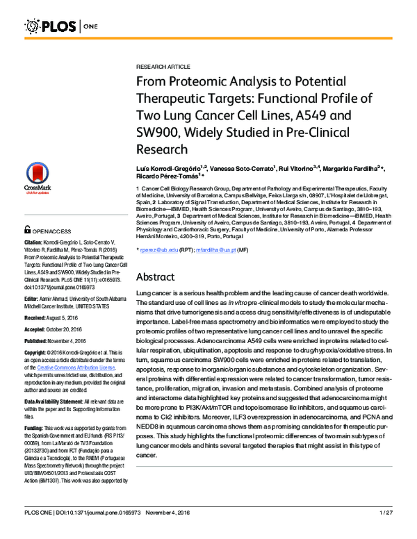(PDF) From Proteomic Analysis to Potential Therapeutic Targets ...