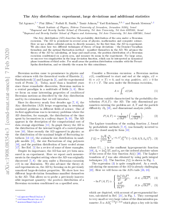 (PDF) Airy distribution: Experiment, large deviations, and additional ...