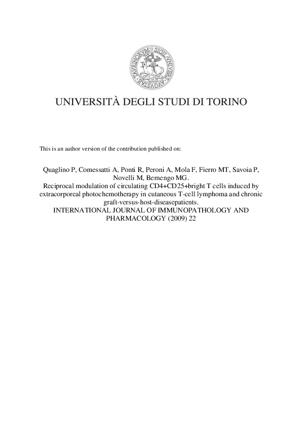(PDF) ECP Modulates CD4+CD25+bright T Cells in CTCL and GvHD