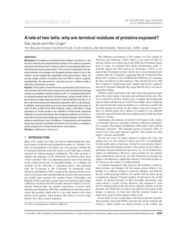 (PDF) A tale of two tails: why are terminal residues of proteins exposed?