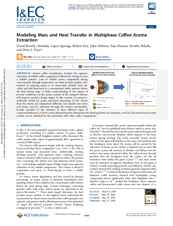 (PDF) Modeling Mass and Heat Transfer in Multiphase Coffee Aroma Extraction