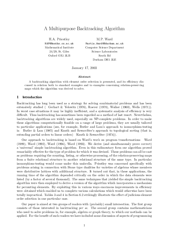 (PDF) A Multipurpose Backtracking Algorithm