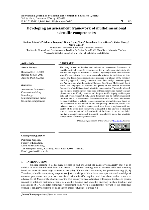 (PDF) Developing an assessment framework of multidimensional scientific ...
