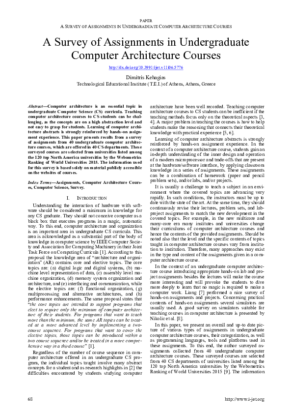 (PDF) A Survey of Assignments in Undergraduate Computer Architecture ...