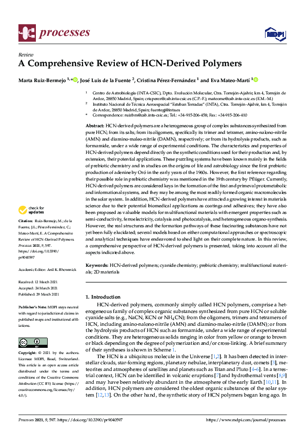 (PDF) A Comprehensive Review of HCN-Derived Polymers