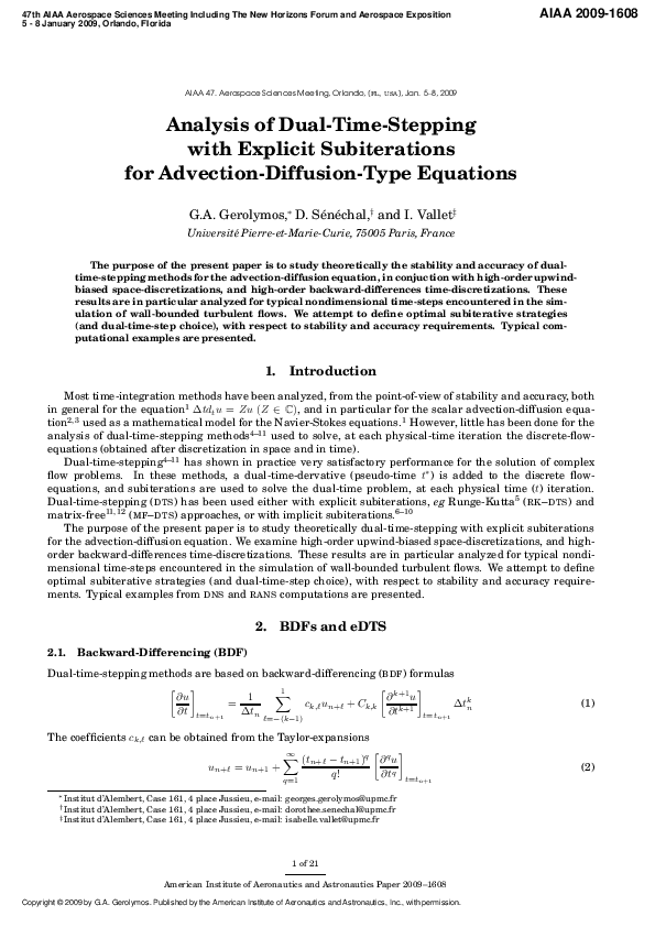 (PDF) Analysis of Dual Time-Stepping with Explicit Subiterations for ...