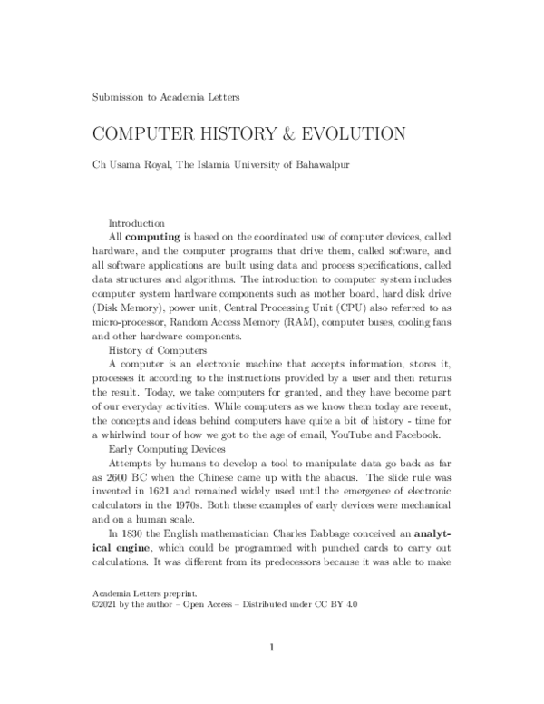 (PDF) COMPUTER HISTORY & EVOLUTION