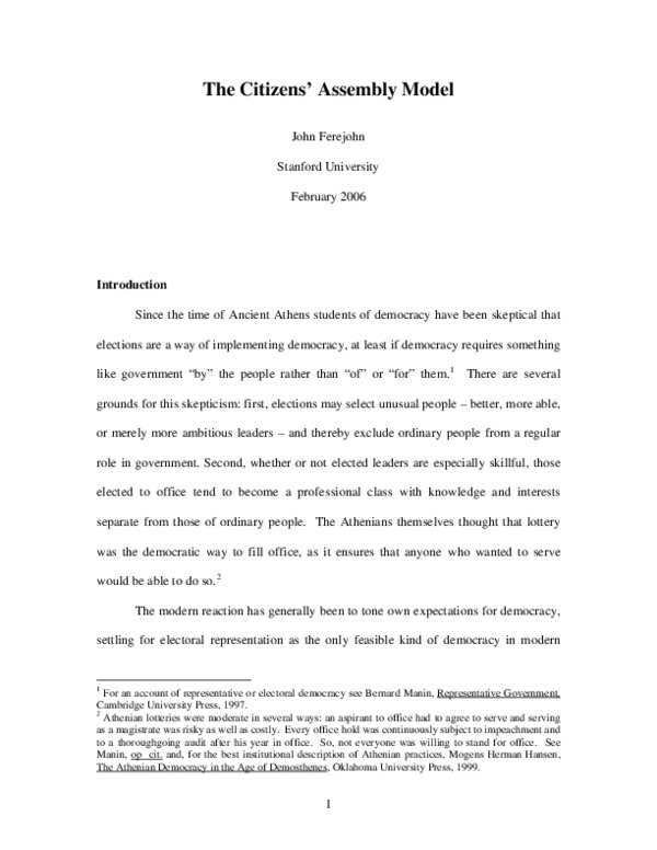 (PDF) The Citizens’ Assembly Model