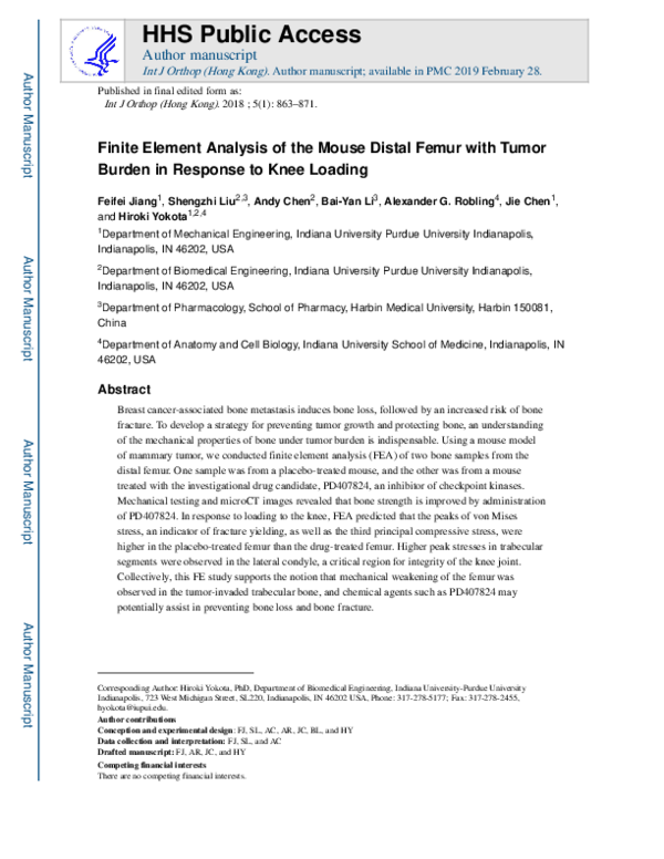 (PDF) Finite Element Analysis of the Mouse Distal Femur with Tumor ...