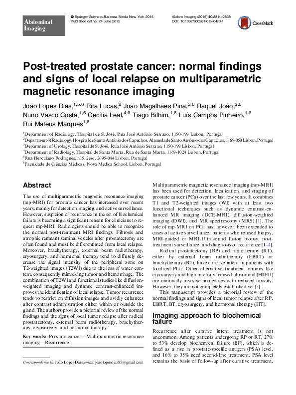 (PDF) Post-treated prostate cancer: normal findings and signs of local ...